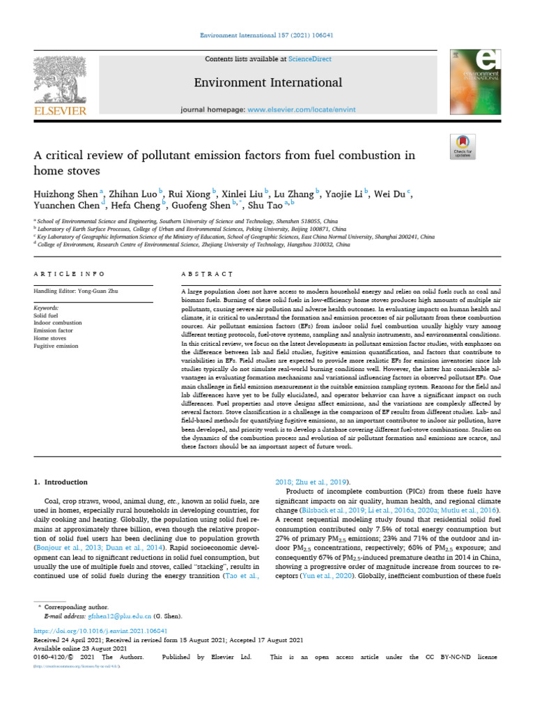 A Critical Review of Pollutant Emission Factors From Fuel Combustion in ...