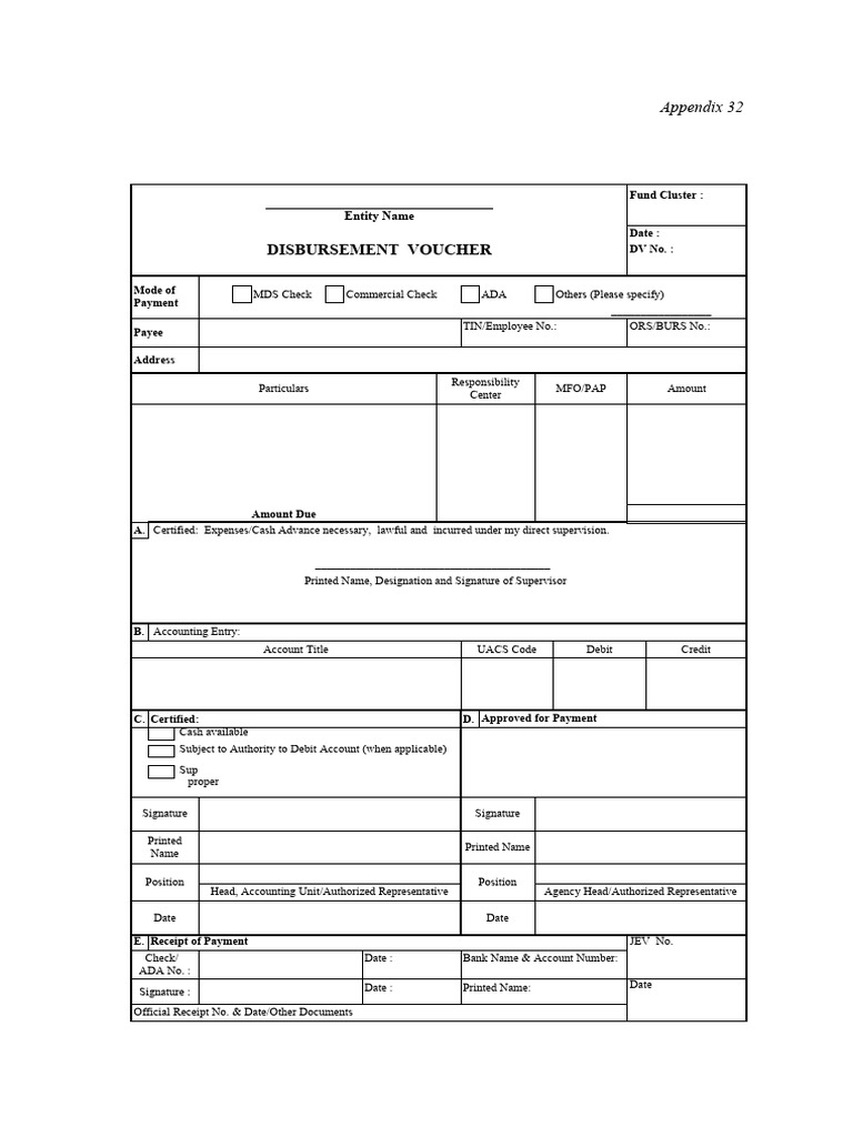 Disbursement Voucher Template | PDF | Cheque | Payments