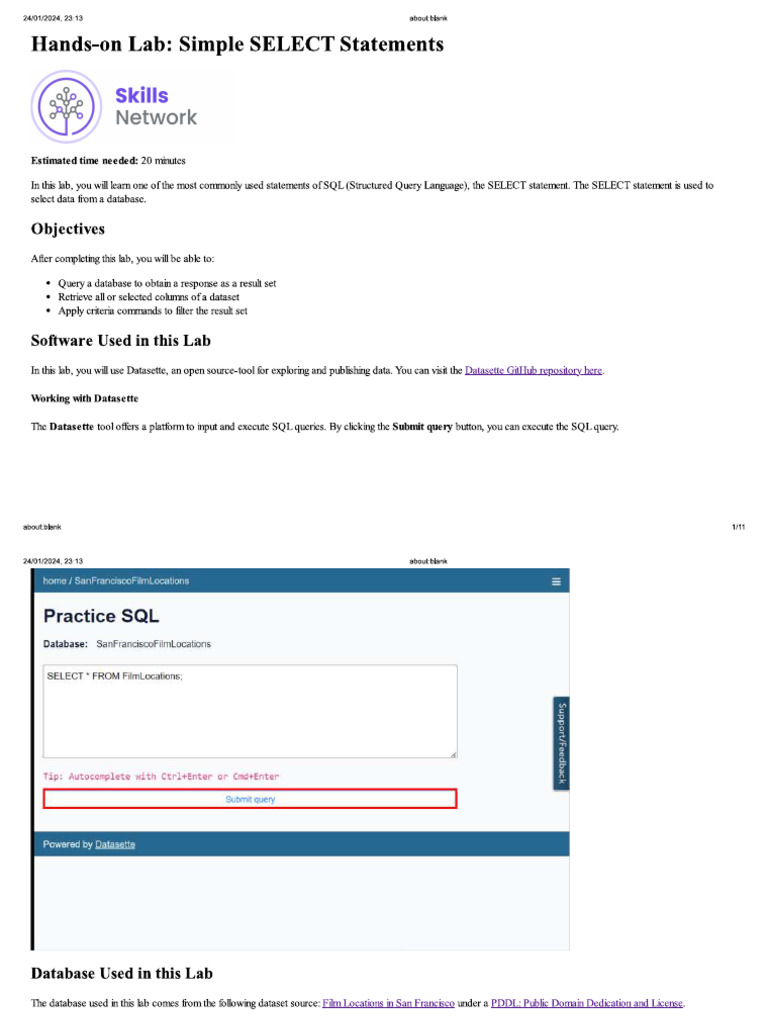 Simple SELECT Statements | PDF
