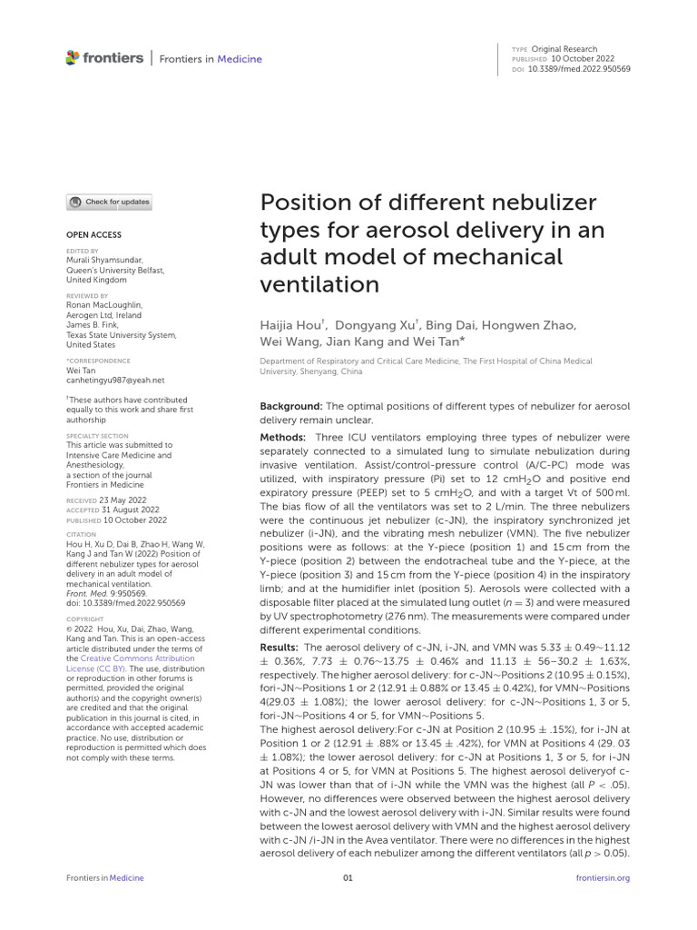 Position of Different Nebulizer Types For Aerosol | PDF | Breathing ...