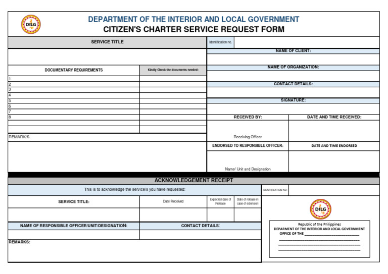 Citizens Charter Service Request Form | PDF