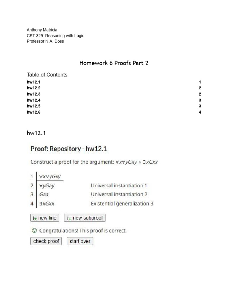 CST 329 Logic Homework Proofs | PDF