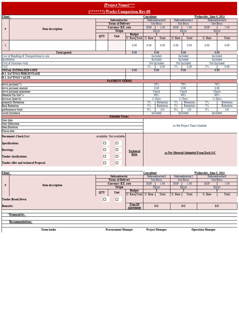 Comparison Sheet Template | PDF | Business | Money