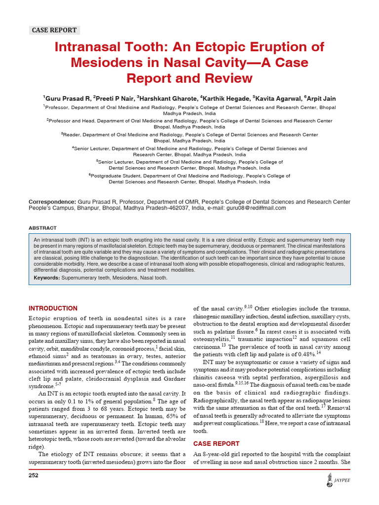 1 Arpit Nasal Tooth | PDF | Human Tooth | Tooth