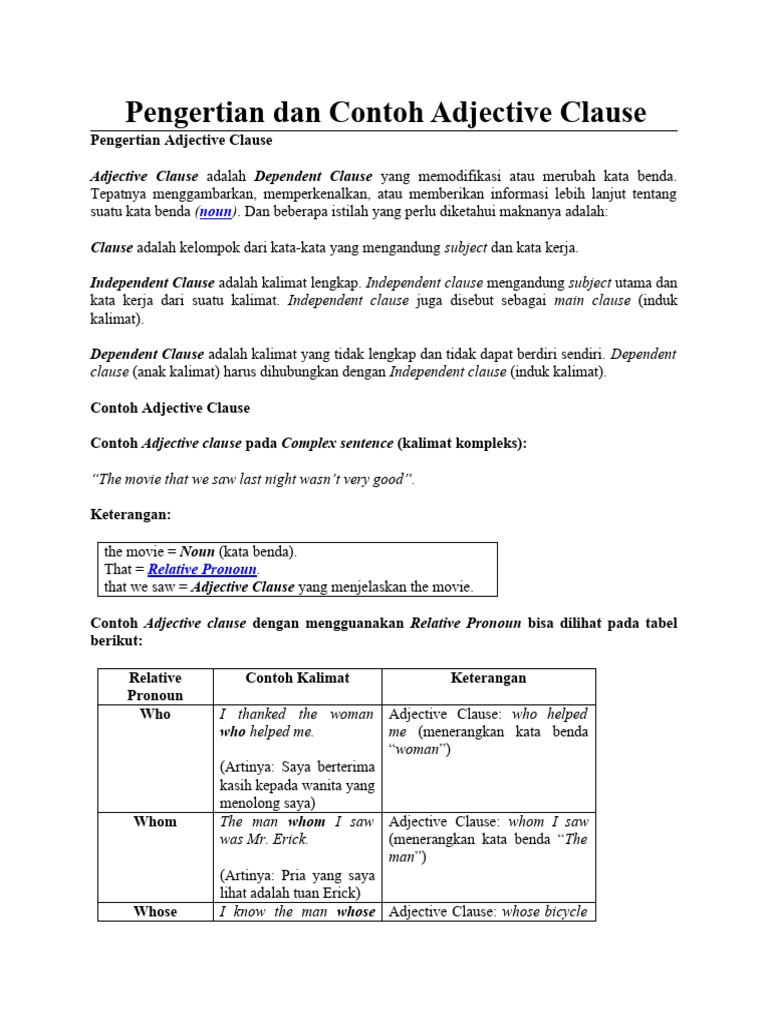 Adjective Clause | PDF