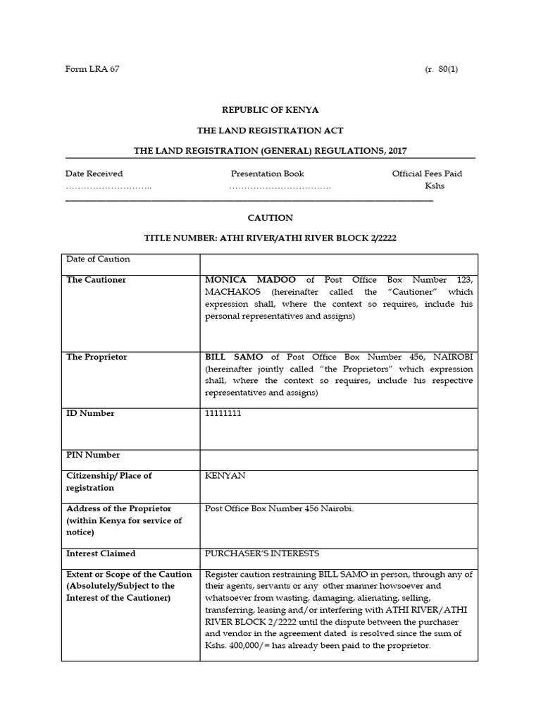 Caution Sample KSL | PDF | Government | Civil Law (Common Law)