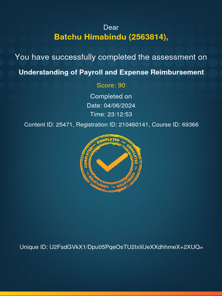 Understanding of Payroll and Expense Reimbursement - Completion ...