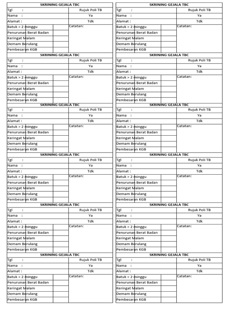 Form Skrining Gejala TB | PDF