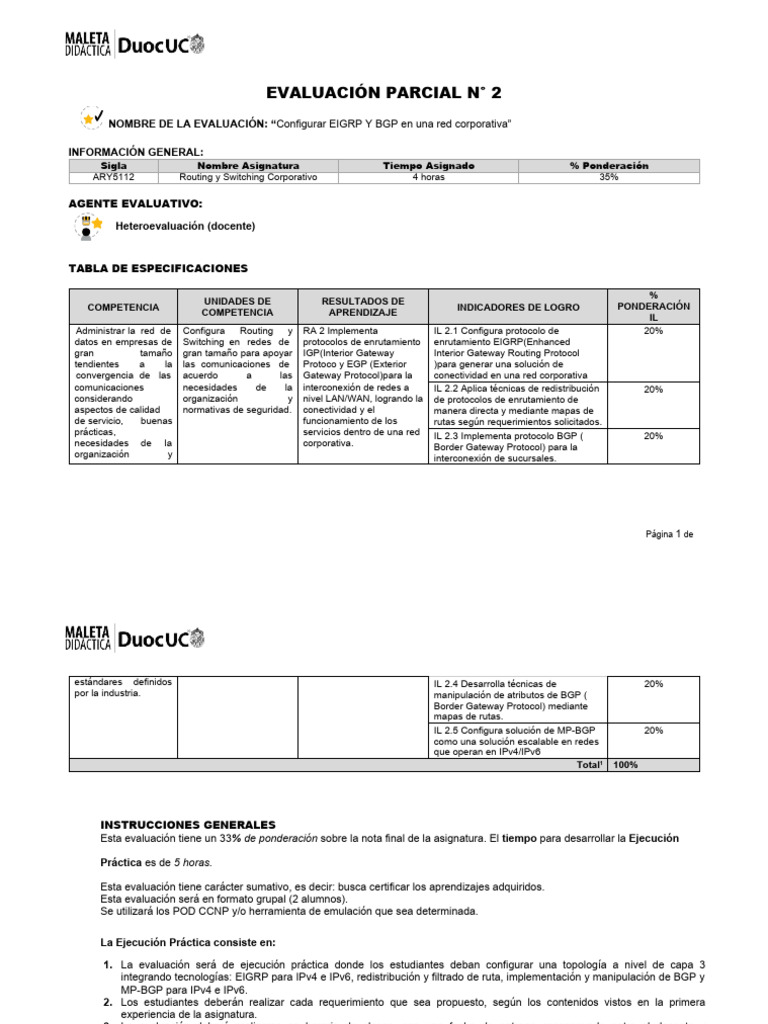 Evaluacion Parcial 2 | PDF | Yo Pv6 | Enrutador (Computación)
