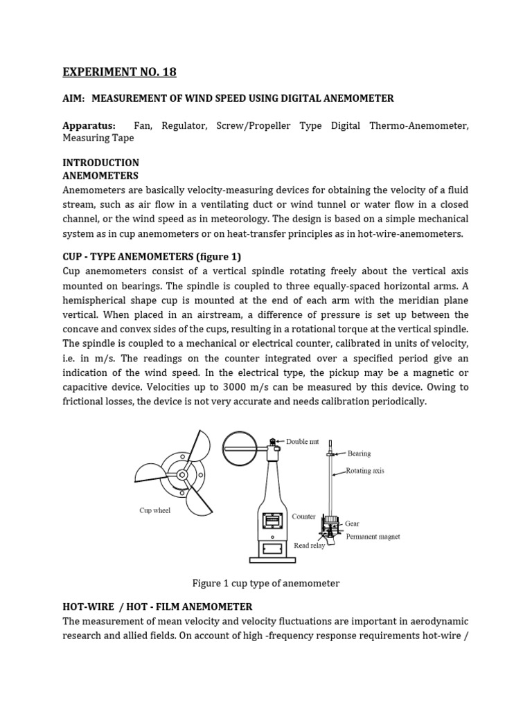 Expt 18. Measurement of Speed of Wind Using Digital Anemometer | PDF ...