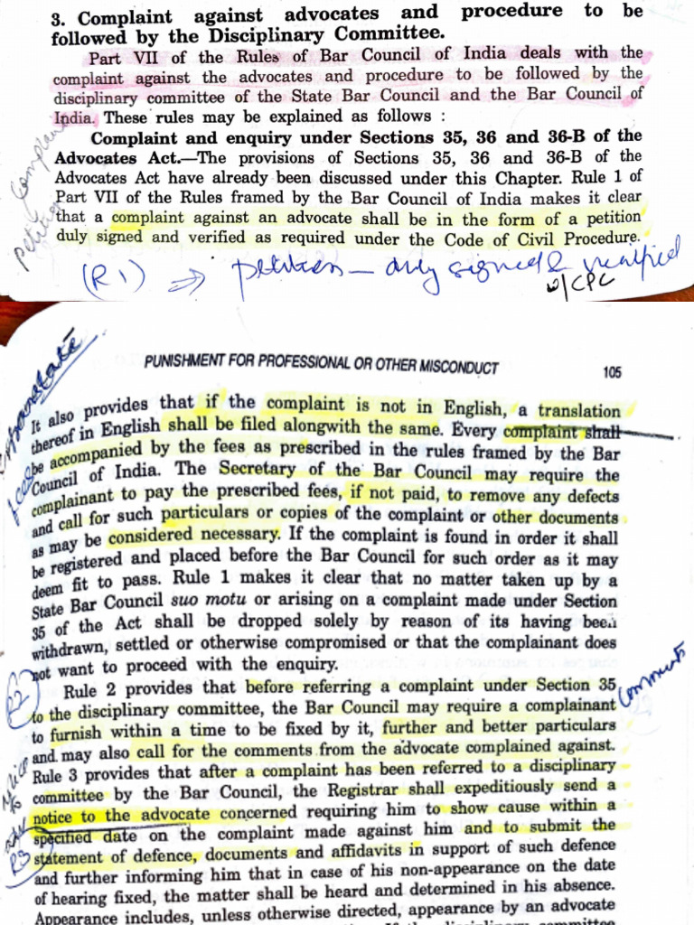 Disciplinary Committee Procedures for Advocates | PDF | Advocate ...