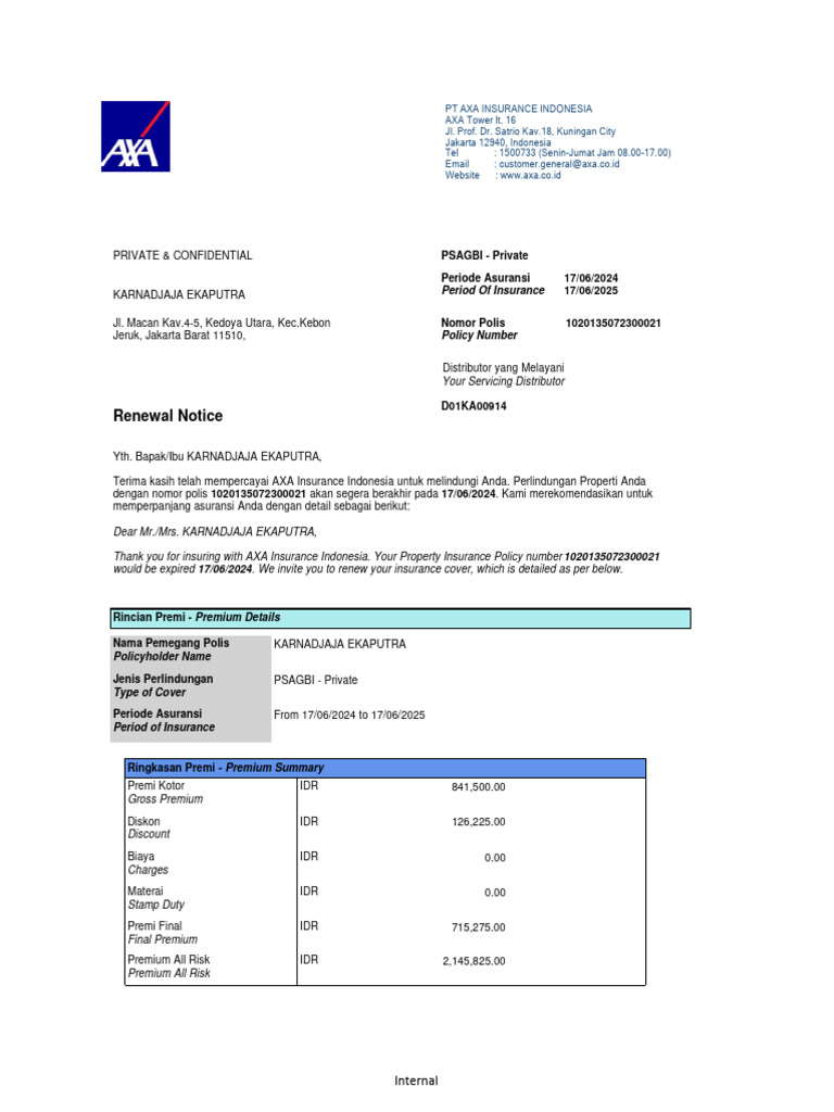 Insurance Renewal Reminder | PDF | Insurance | Service Industries