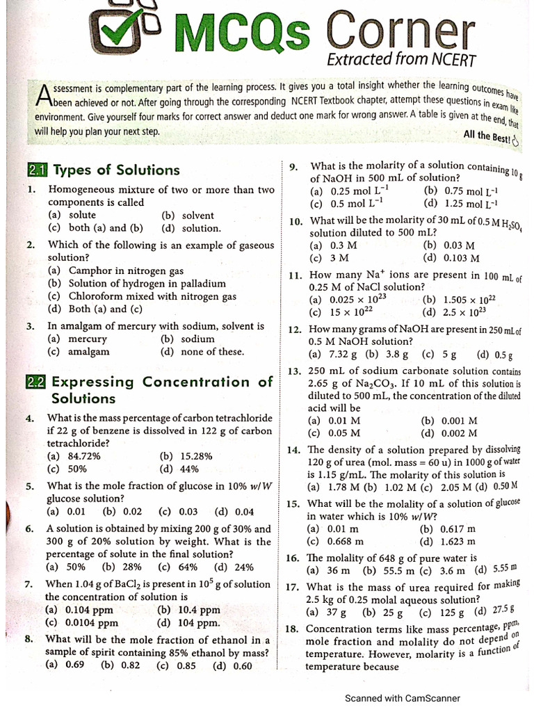 12TH. Chem. MCQ CH-1 | PDF