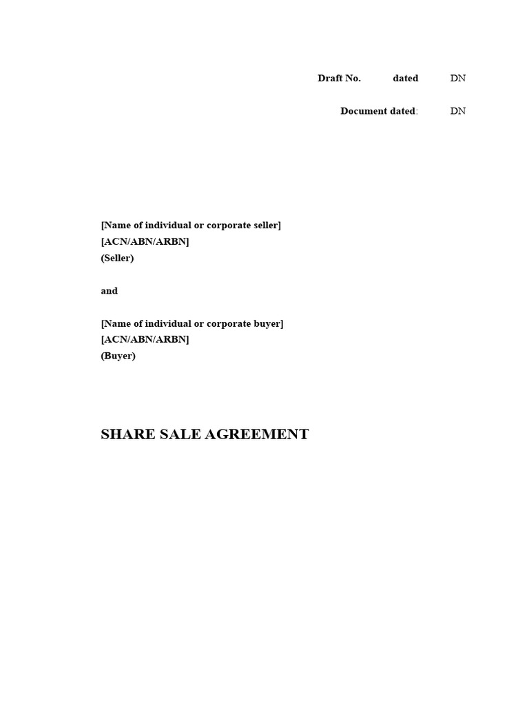Share Sale Agreement Template | PDF | Security Interest | Indemnity