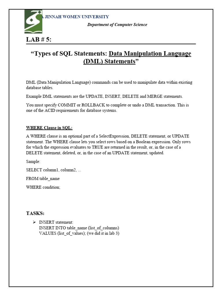 Lab 5 | PDF | Information Technology Management | Databases