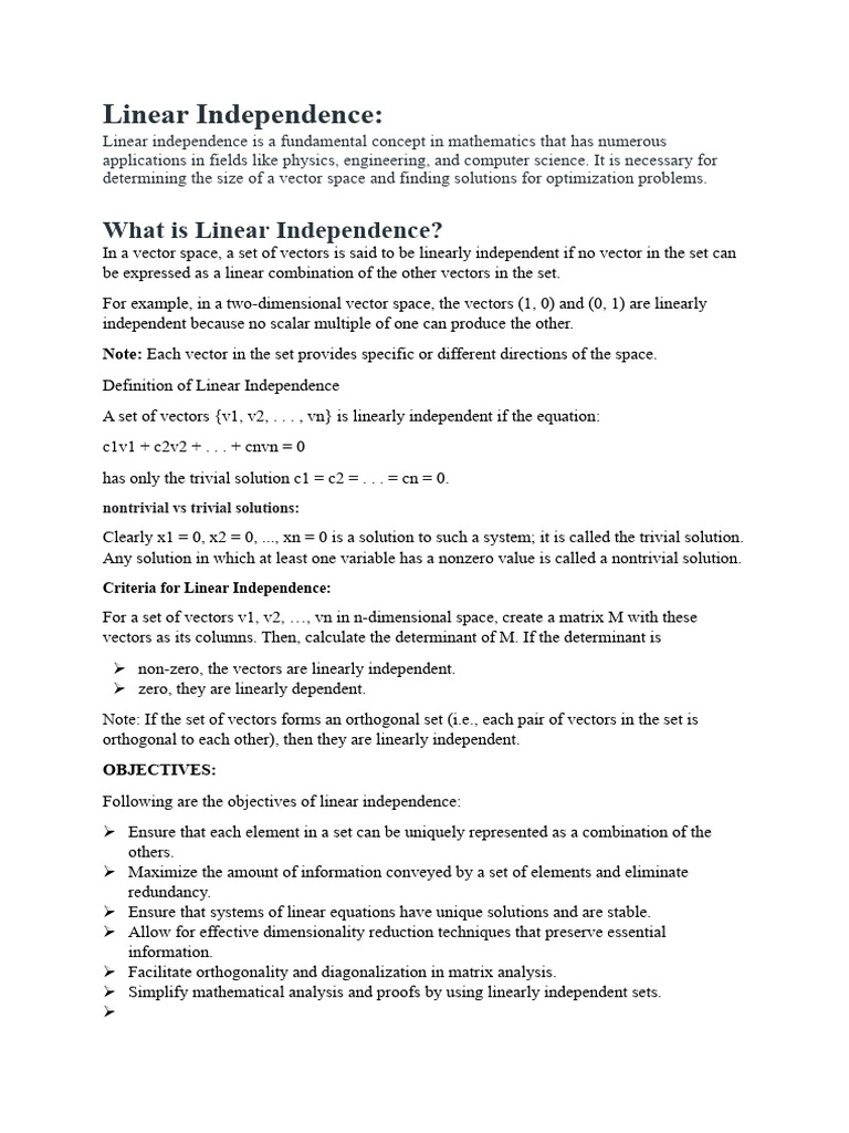 Linear Independence[1] | Download Free PDF | Vector Space | Linear Map