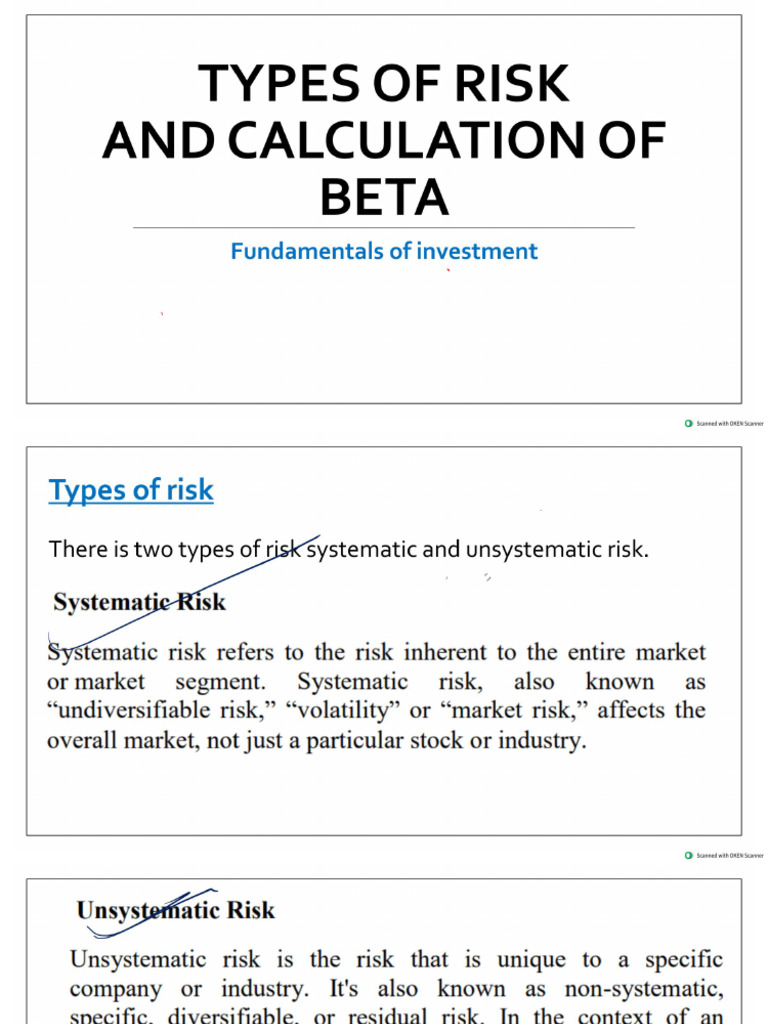 Types of risk and calculation of risk | PDF