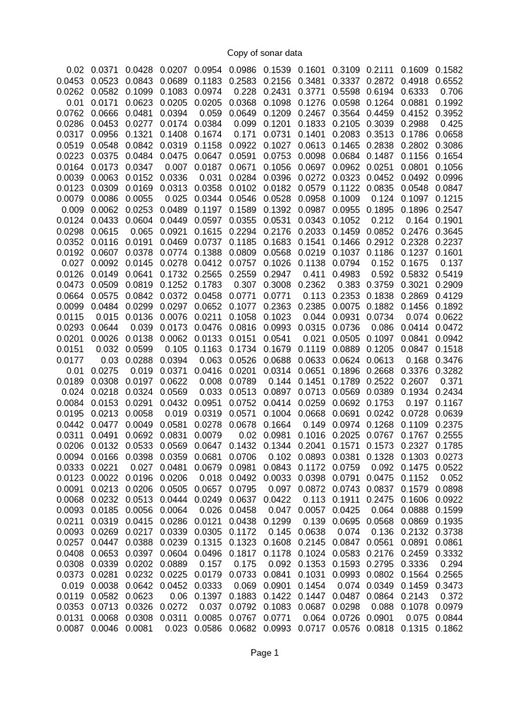 Sonar Data | PDF
