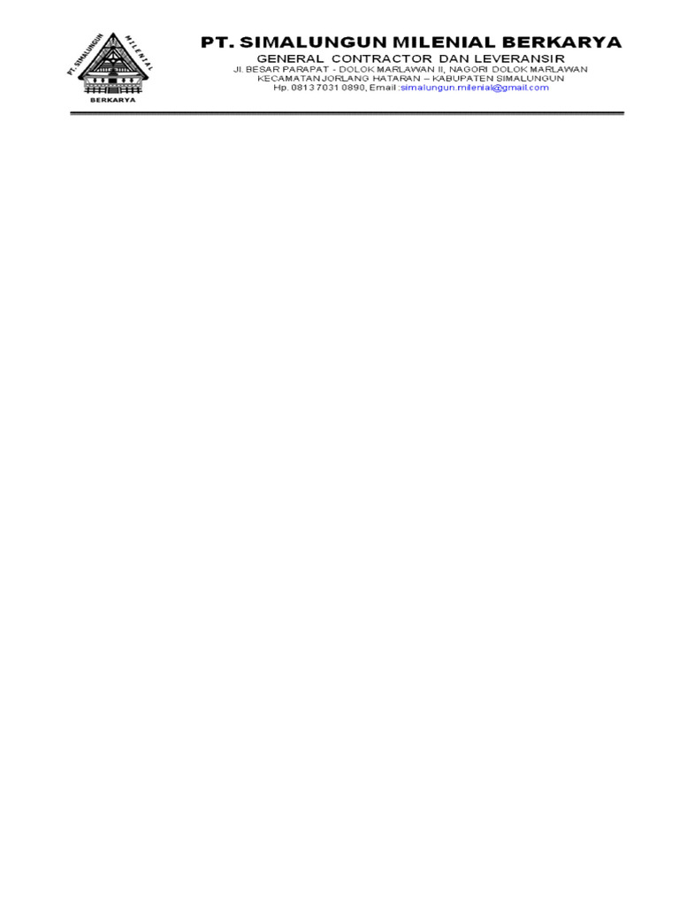 Kop PT. SIMALUNGUN MILENIAL BERKARYA | PDF