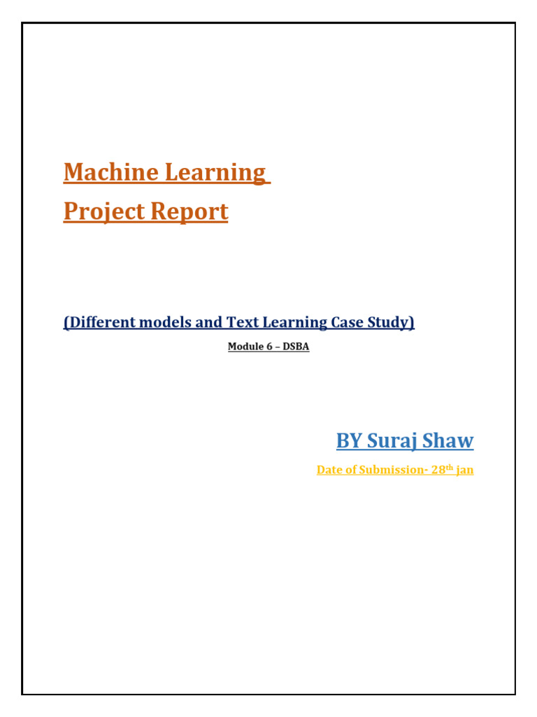 Mvchine Learning Project Report | PDF | Accuracy And Precision ...