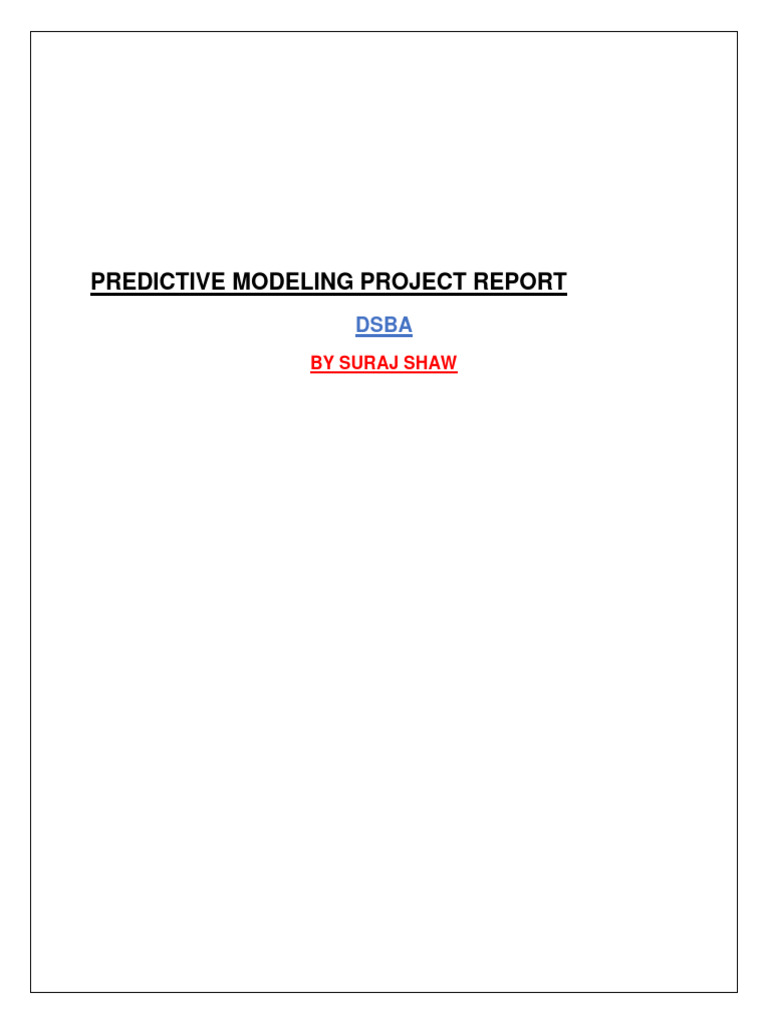 Predictive Modeling Projectt | PDF | Receiver Operating Characteristic | Dependent And ...