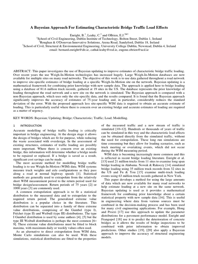 Bridge Influence Line Estimation For Bridge Weigh-in-Motion System ...