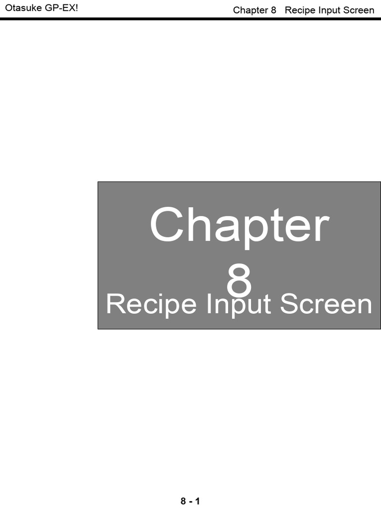 GPEX Ch8 RecipeInput 4th Edition Eng | PDF | Comma Separated Values ... GPEX Ch8 RecipeInput 4th Edition Eng | PDF | Comma Separated Values ...