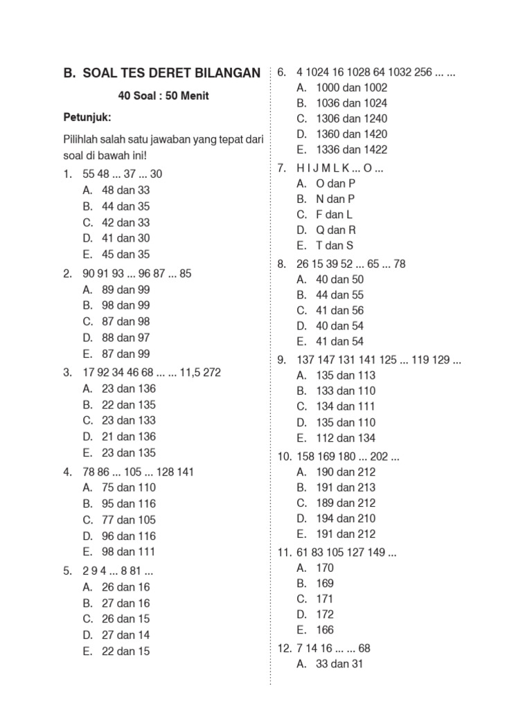 Soal Deret Angka | PDF