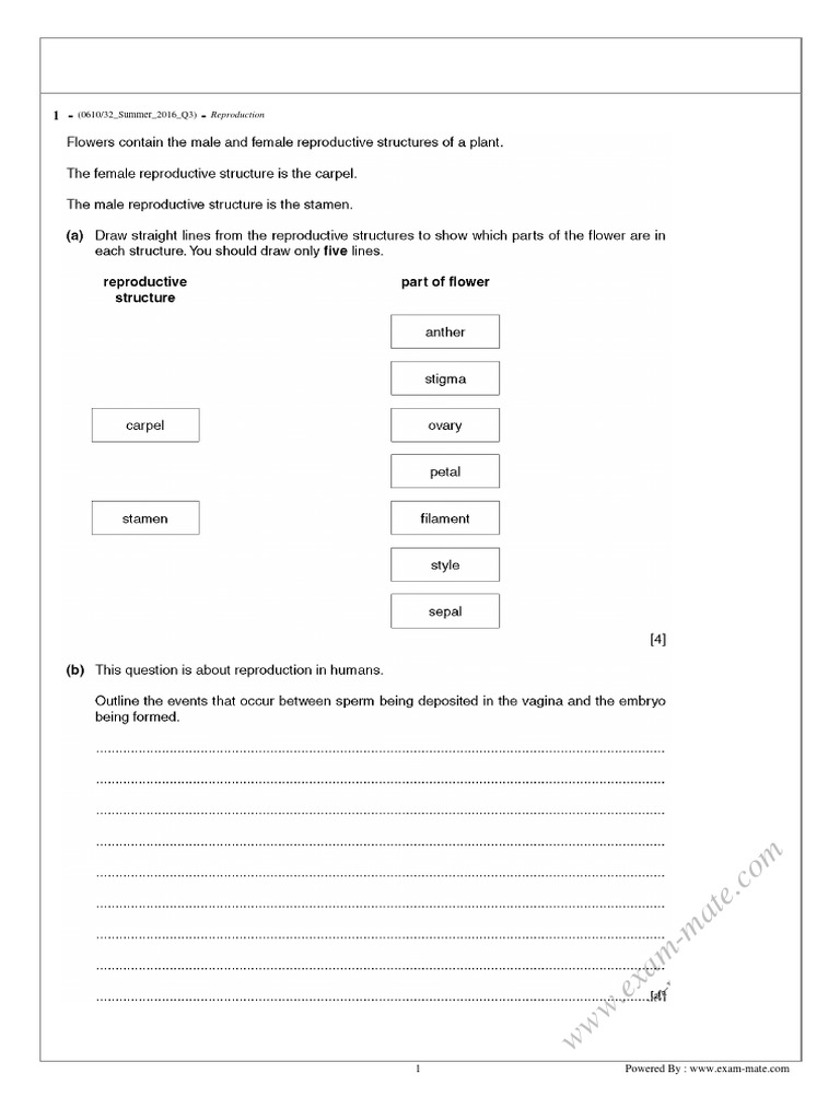 CIE IGCSE Biology Q Reproduction-In-Plants Mode2 06 49 19 | PDF