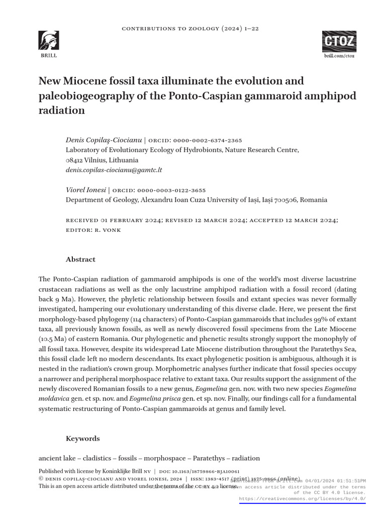 New Miocene Fossil Taxa Illuminate The Evolution A | PDF ...