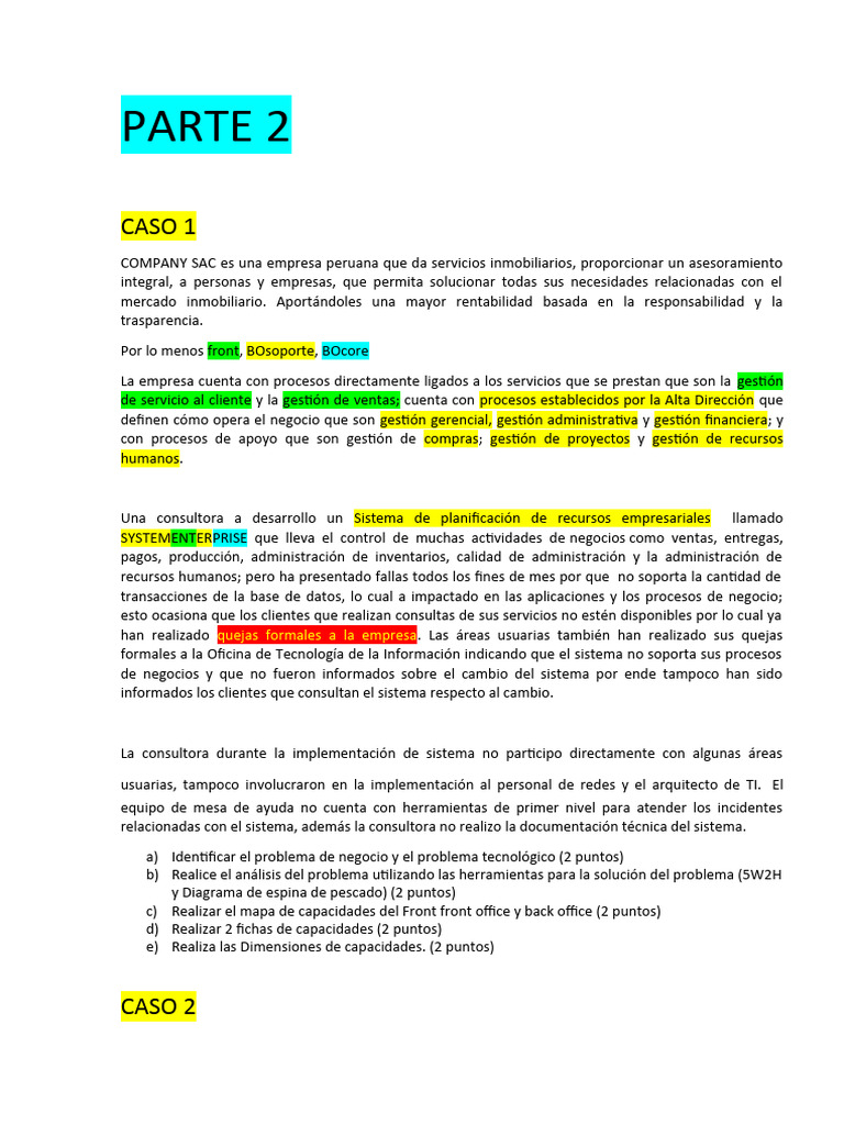 SOLUCIÓN - PC1 - Casos 2024-2 | PDF | Calidad (comercial) | Business