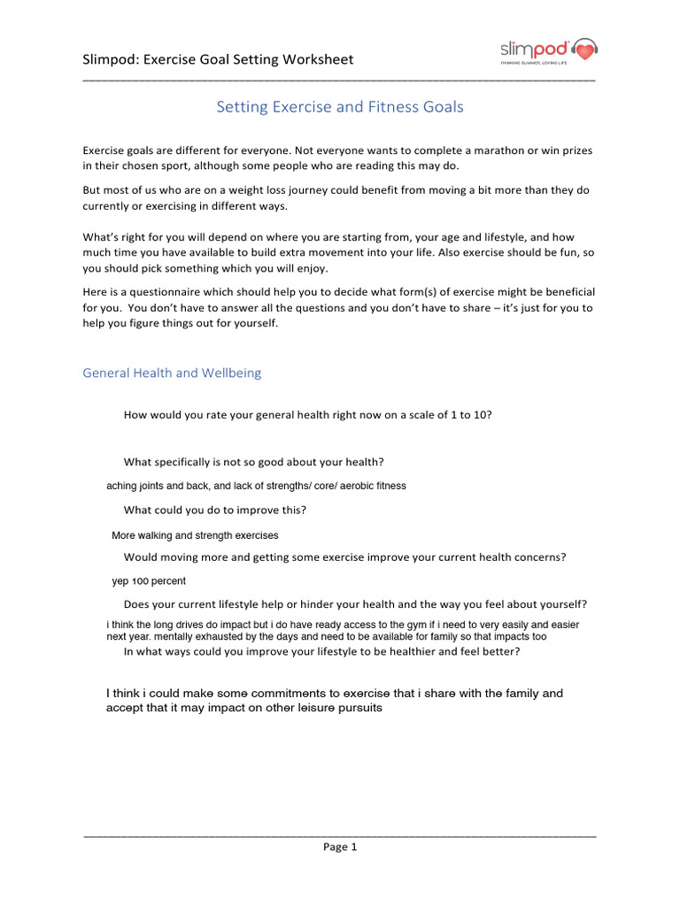 Setting Exercise and Fitness Goals | Download Free PDF | Physical ...