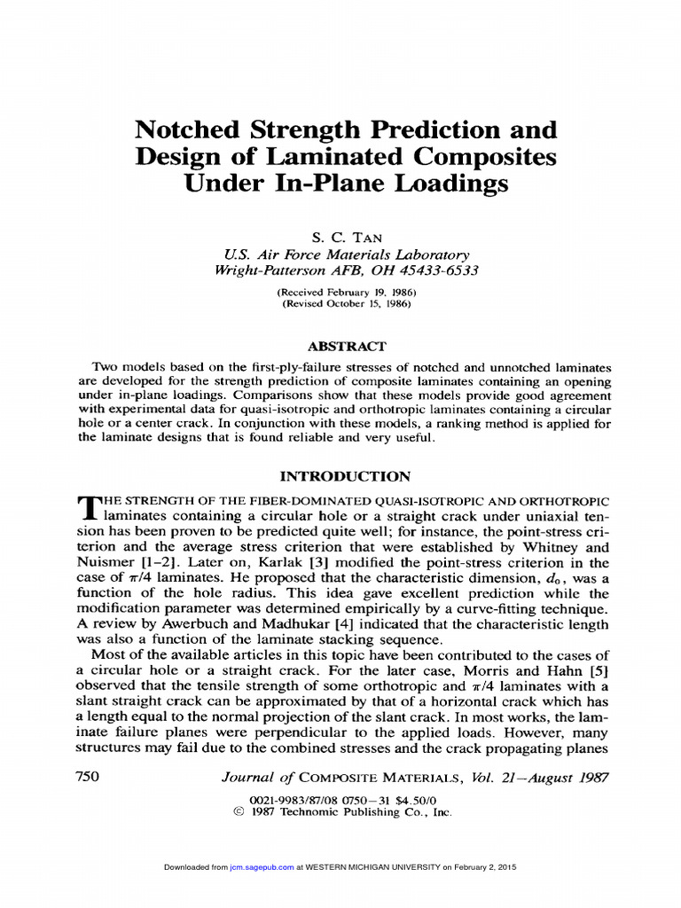 Notched Strength Prediction and Design of Laminated Composites Under In ... Notched Strength Prediction and Design of Laminated Composites Under In ...