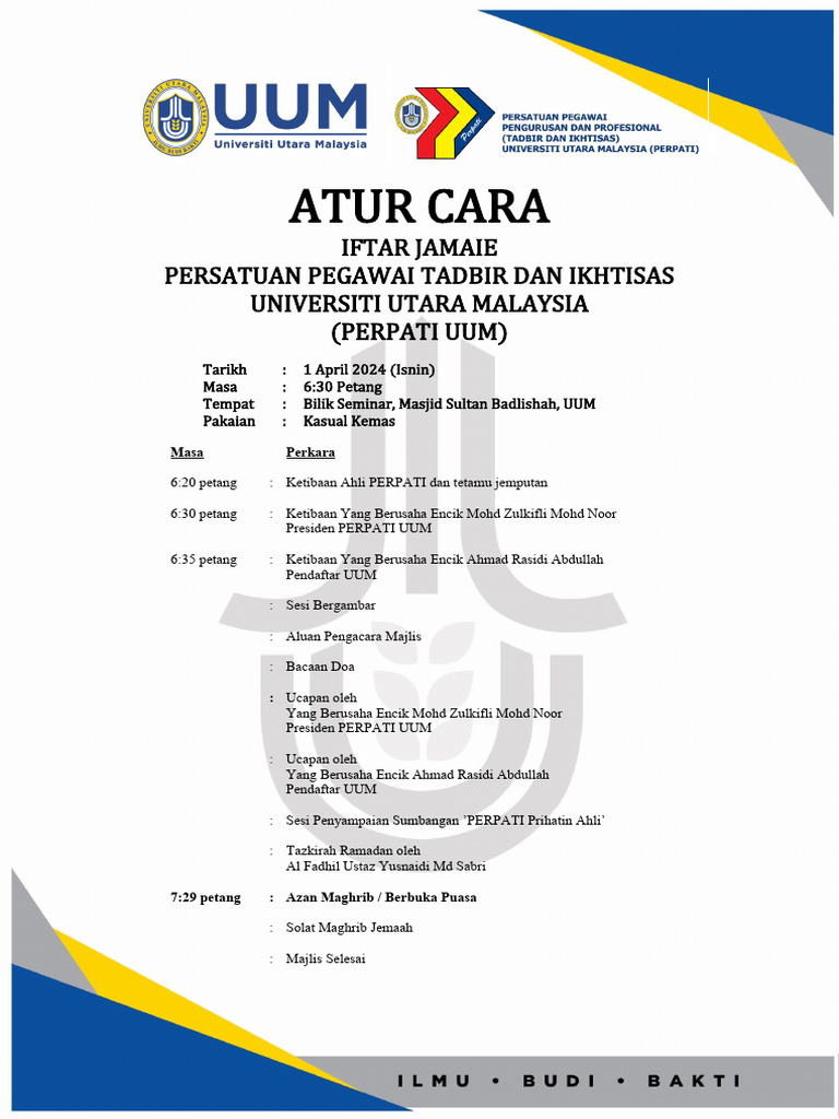 Ed. - Aturcara Iftar Jamaie PERPATI | PDF