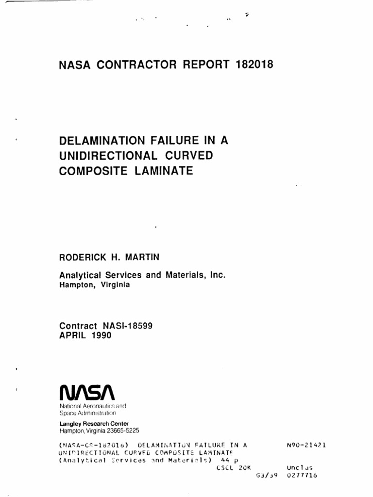 De-Lamination Failure in A Uni-Directional Curved Composite Laminate ...