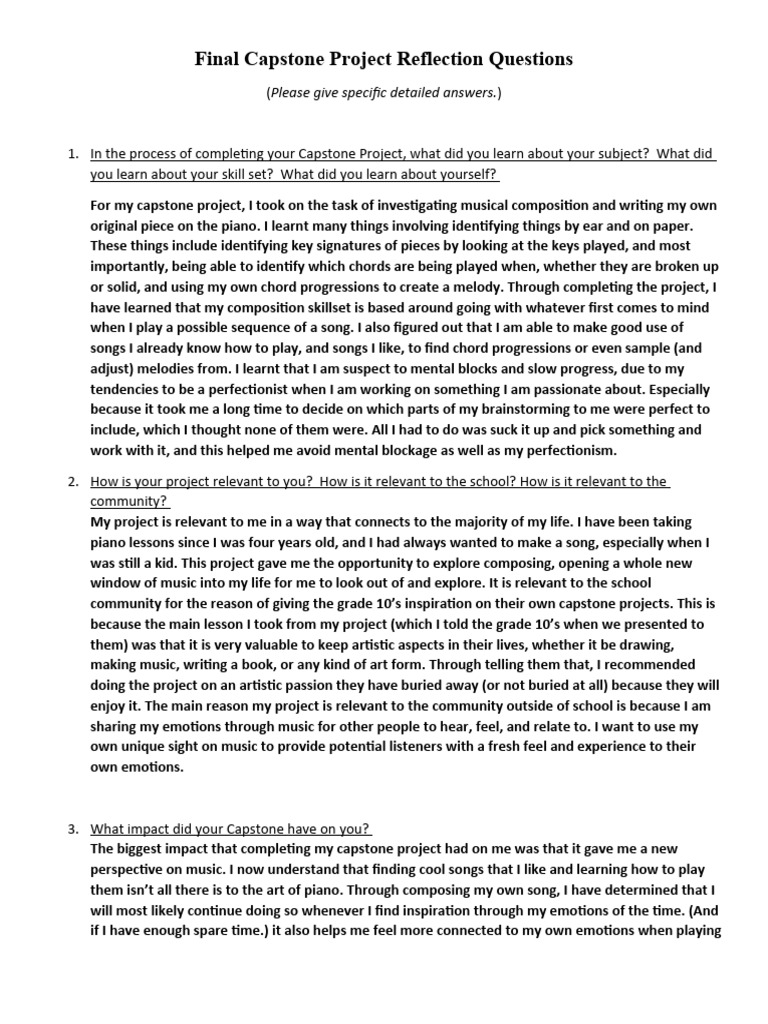 Capstone Final Reflection | PDF | Perfectionism (Psychology) | Experience