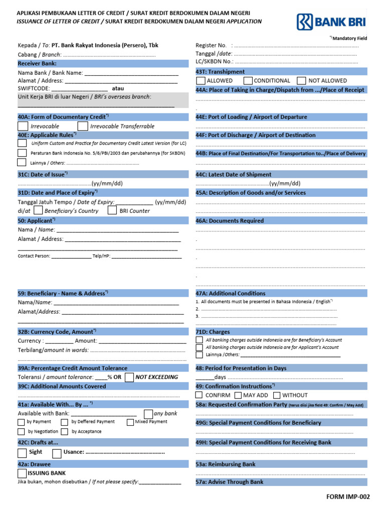 IMP_002_Aplikasi_Pembukaan_LC_SKBDN_rev02_SWIFT_Changes1 | PDF | Banks ...