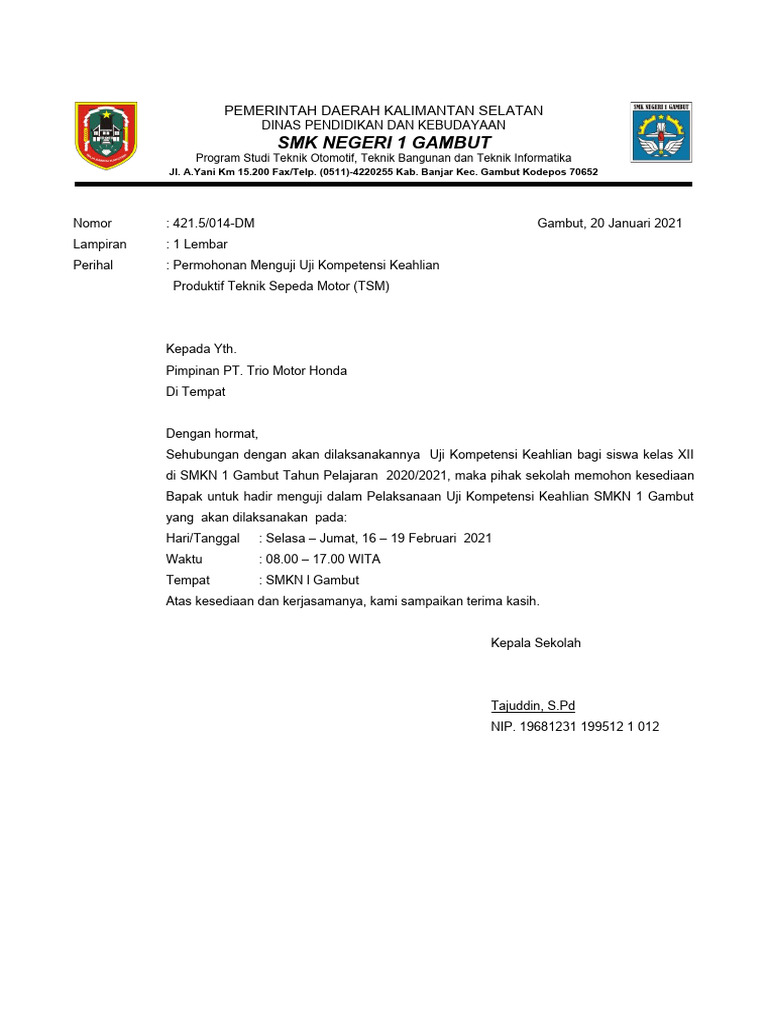 Surat Permohonan Penguji Eksternal | PDF