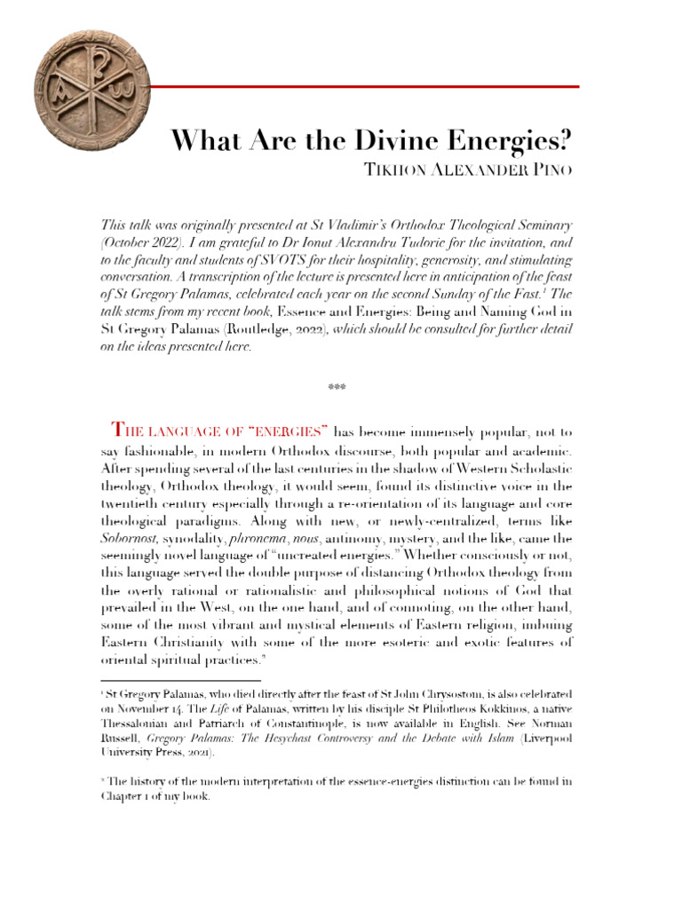 Understanding Divine Energies in Orthodoxy | PDF | God | Grace In ...