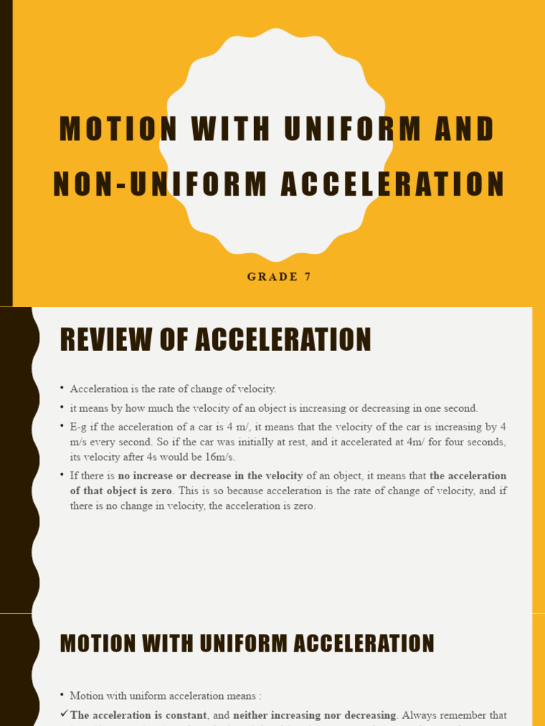 Motion With Uniform Acceleration | PDF