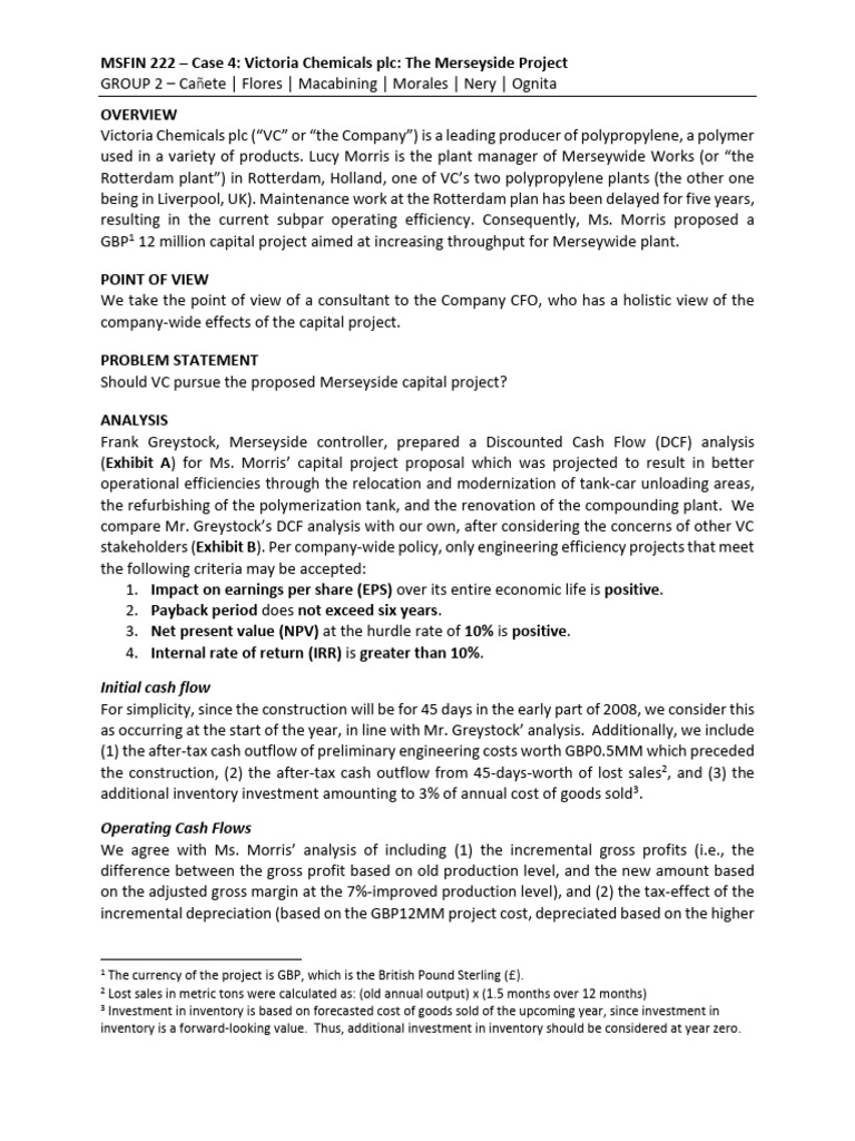 Case 4 Written Report - Third Draft | PDF | Discounted Cash Flow | Net Present Value