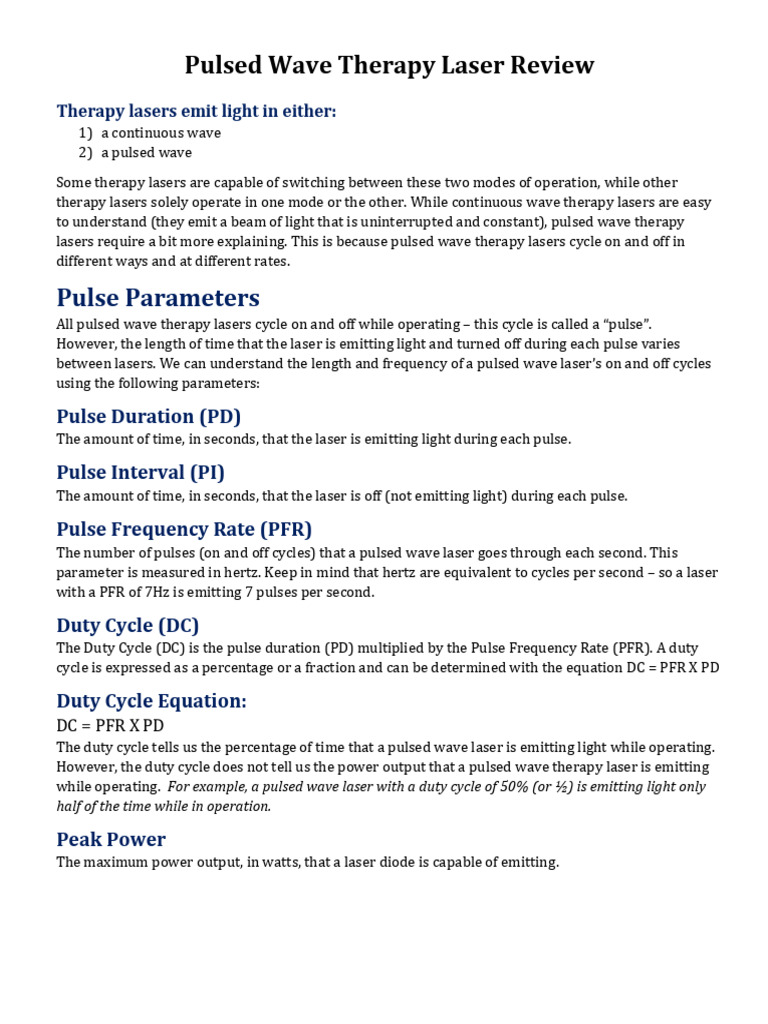 053 Pulsed Wave Therapy Laser Review | PDF | Laser | Power (Physics)