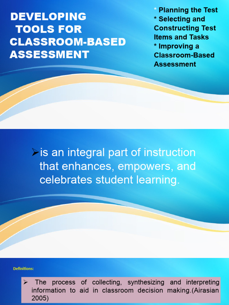 Classroom Assessment Tool Development | PDF | Educational Assessment ...