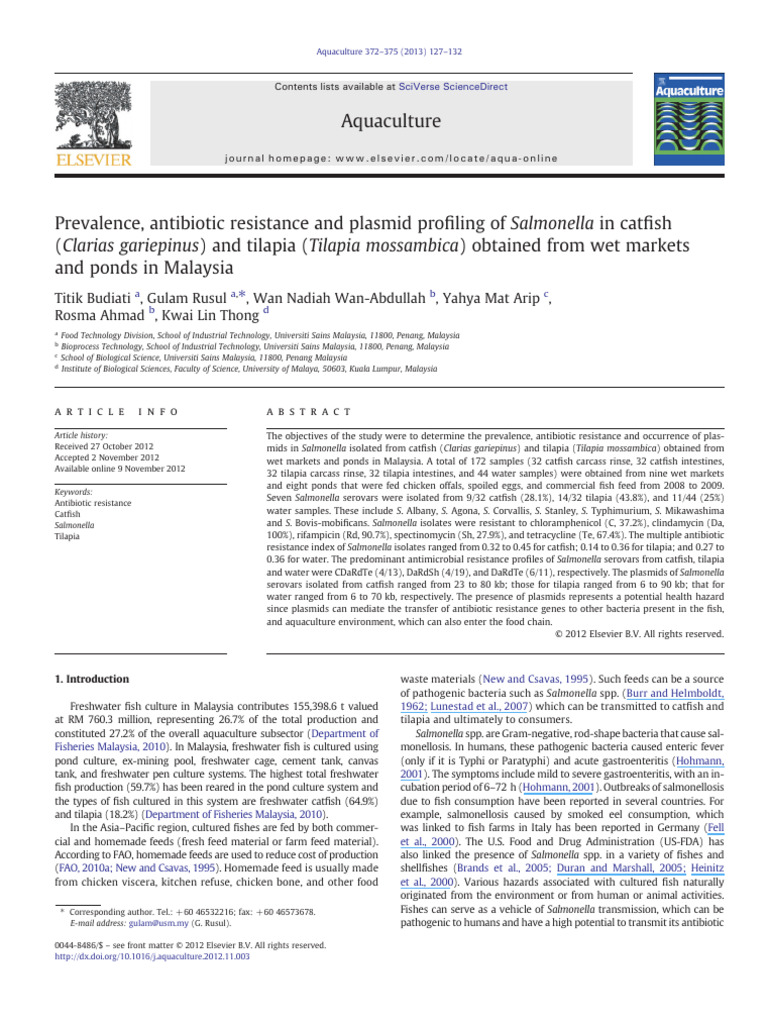 Budiati_Prevalence, antibiotic resistance and plasmid profiling of ...
