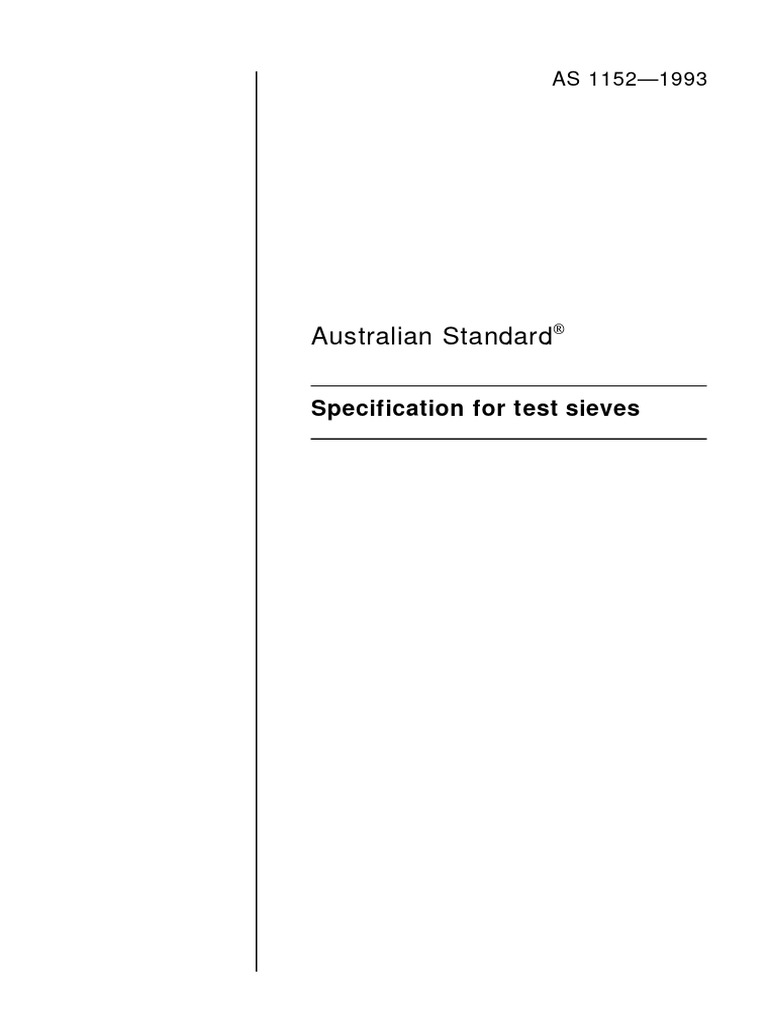 Australian Standard: Specification For Test Sieves | PDF | Weaving ...