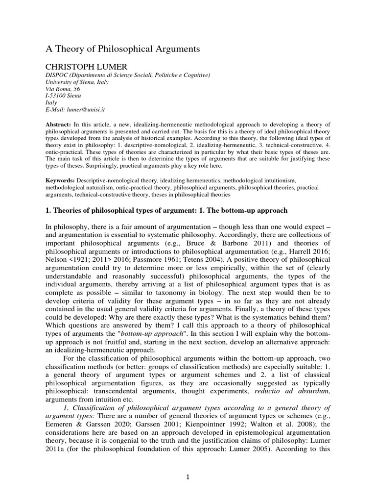 Philosophical Concepts On Argumentation | PDF | Theory | Epistemology