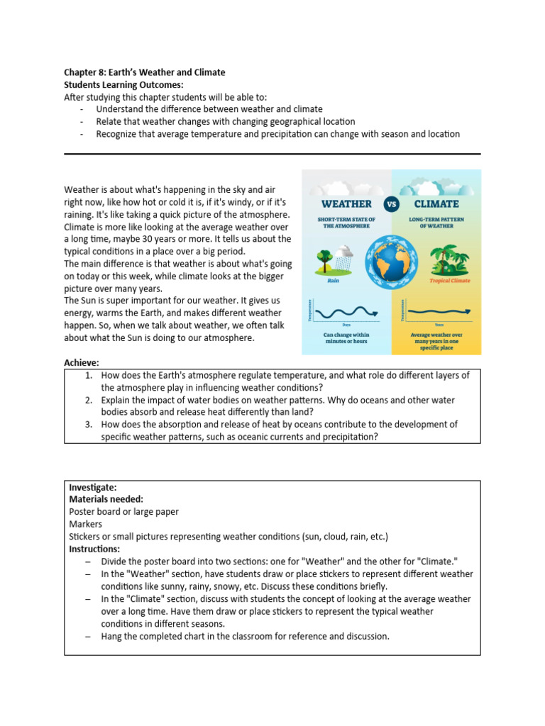 Grade 5 Chapter 8 | Download Free PDF | Weather | Climate
