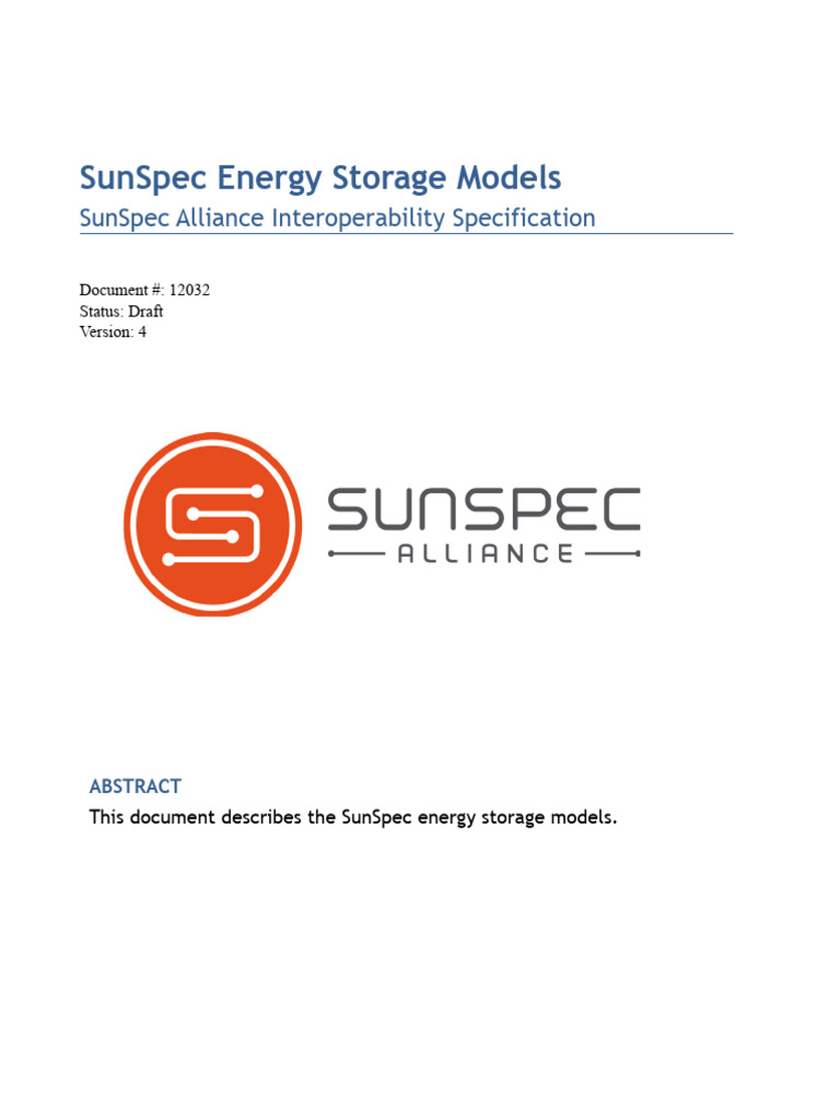 SunSpec Alliance Specification Energy Storage ModelsD4rev0 | PDF ...