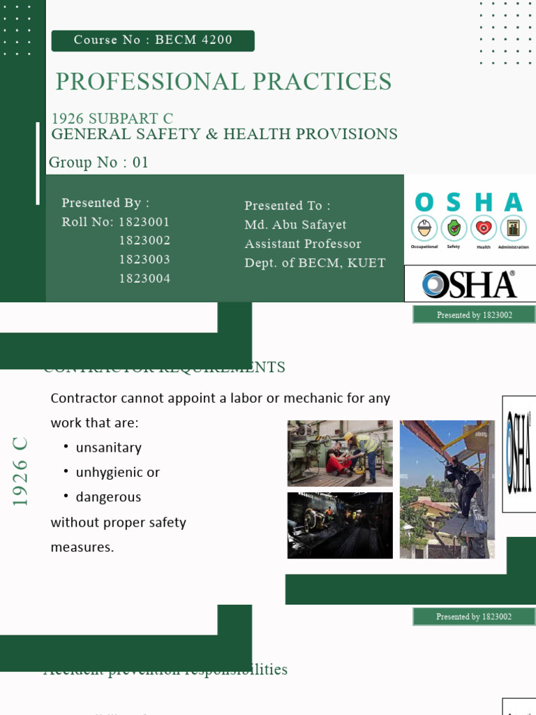 Presentation on OSHA | PDF | Personal Protective Equipment ...