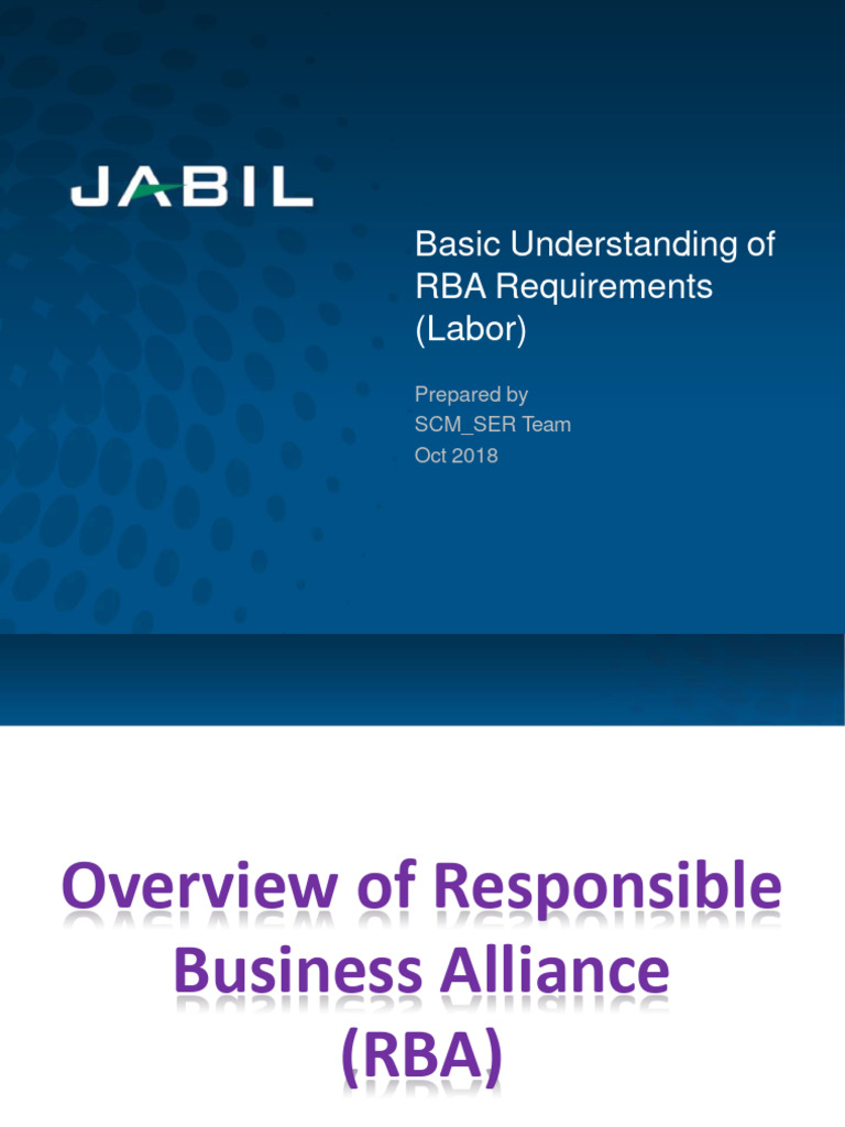 Basic Understanding of Rba Requirements For Suppliers Labor 2018 | PDF ...